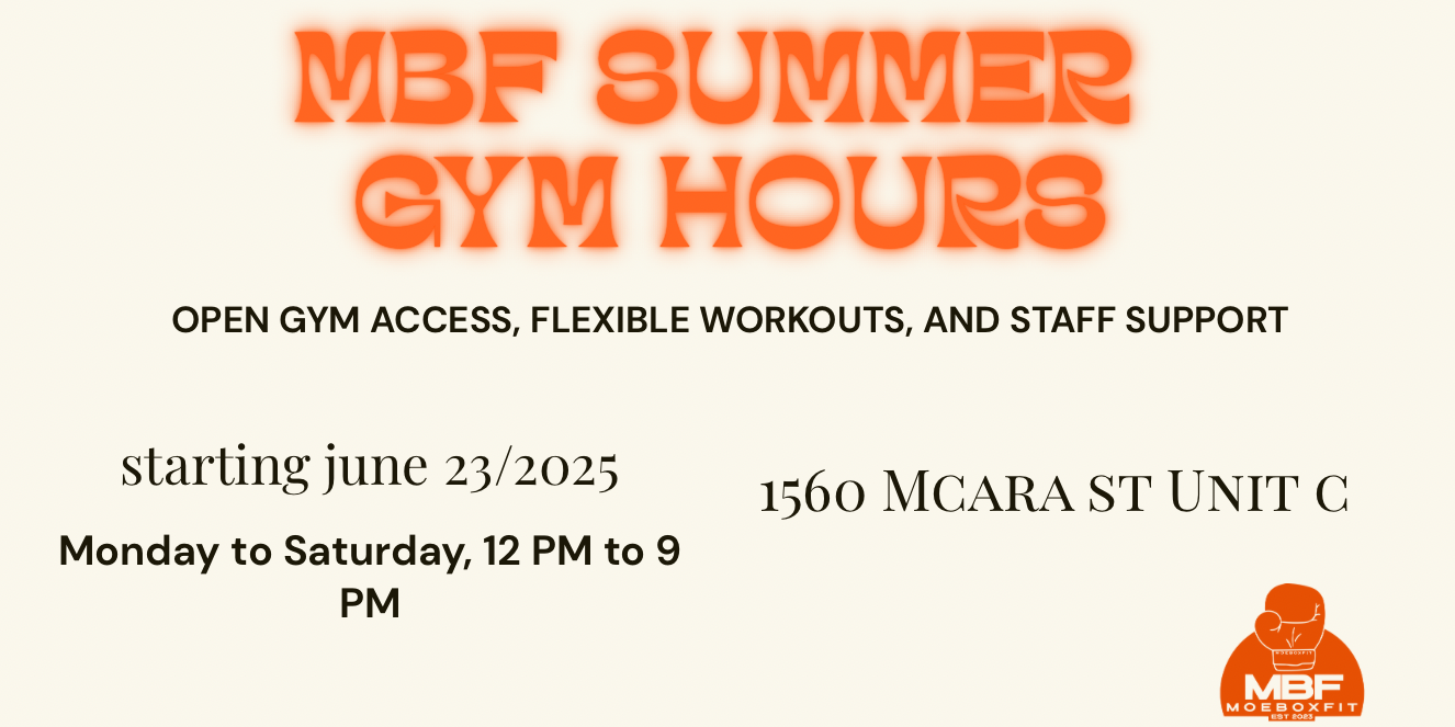 MBF Fitness Studio · Open gym MBF summer hours